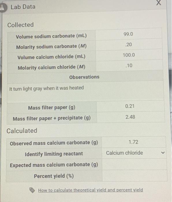 Solved what is the expected mass calcium carbonate & the | Chegg.com