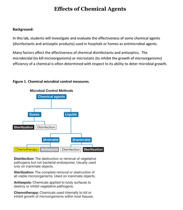 Effects of Chemical Agents Background: In this lab, | Chegg.com
