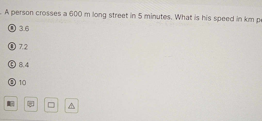 Solved A person crosses a 600m ﻿long street in 5 ﻿minutes. | Chegg.com