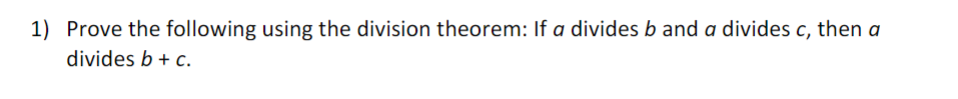 Solved Prove the following using the division theorem: If a | Chegg.com
