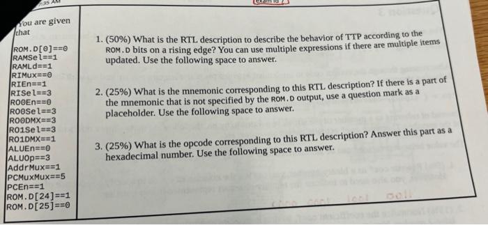 Solved 1. (50\%) What is the RTL description to describe the | Chegg.com