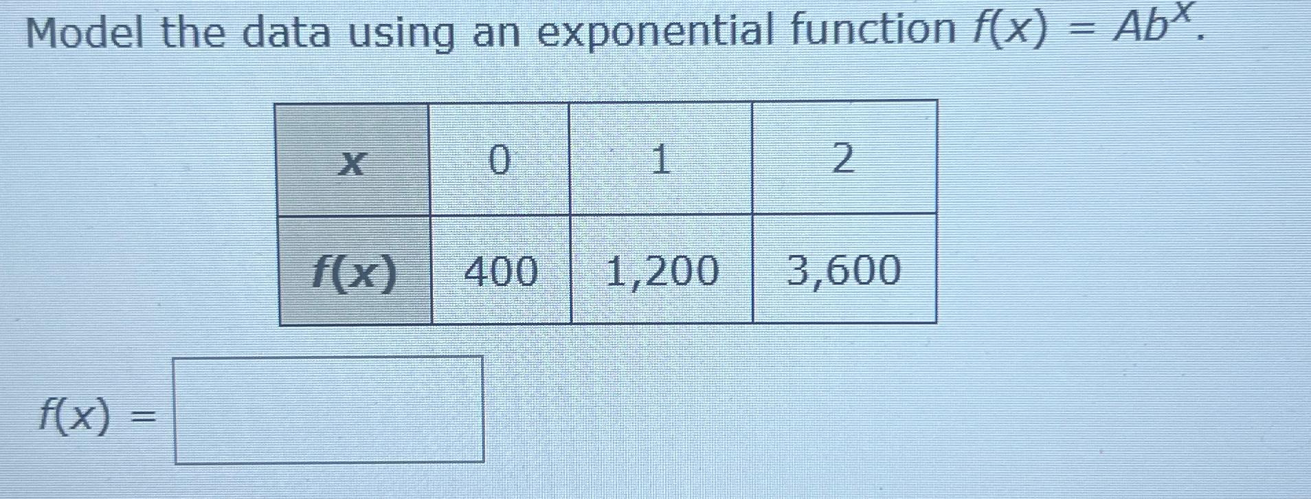 Solved Model the data using an exponential function | Chegg.com