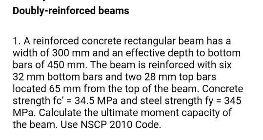 Solved Doubly-reinforced beams 1. A reinforced concrete | Chegg.com
