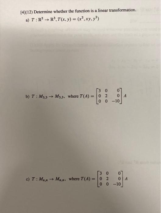 Solved [4](12) Determine whether the function is a linear | Chegg.com