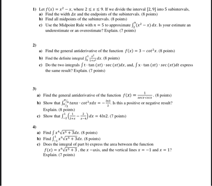 Solved 1 Let F X X2 X Where 2 Sxs 9 If We Divide The