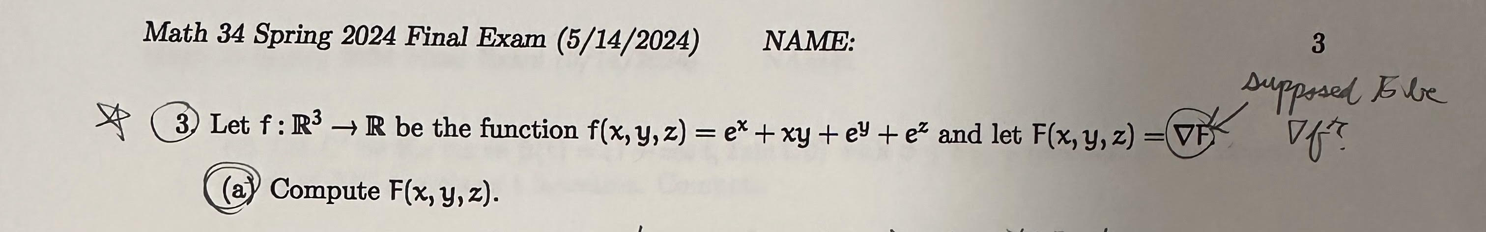 Solved 3. ﻿Let f:R^(3)->R be the function | Chegg.com