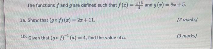 Solved The functions f and g are defined such that f(x)=4x+3 | Chegg.com