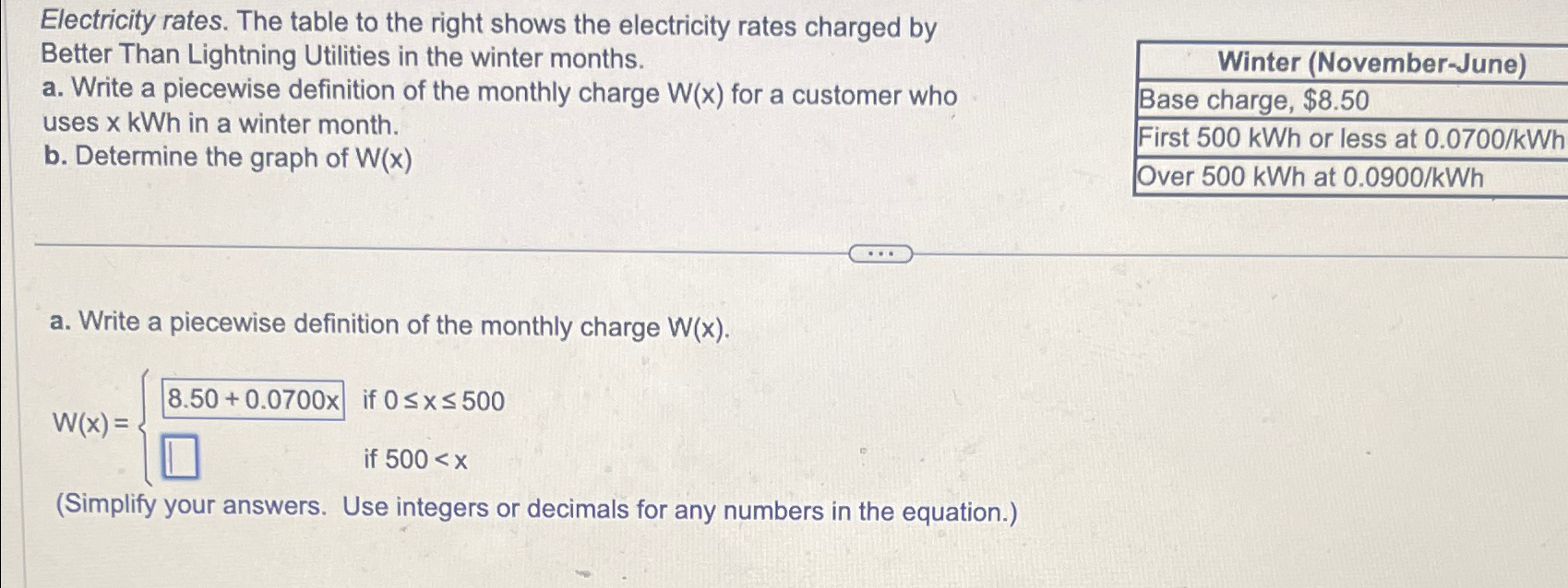 Solved Electricity rates. The table to the right shows the | Chegg.com