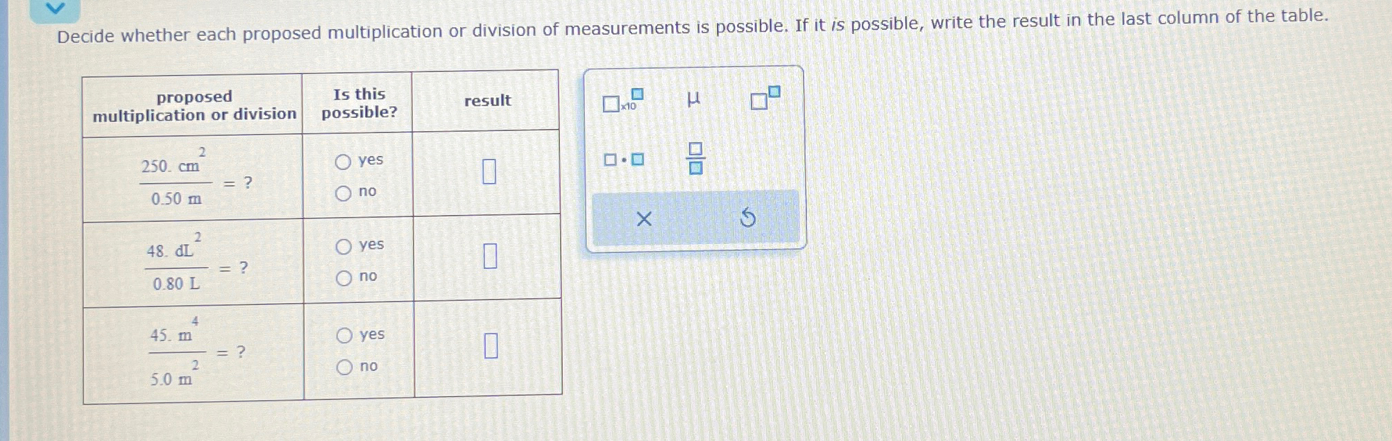 Solved Decide whether each proposed multiplication or | Chegg.com