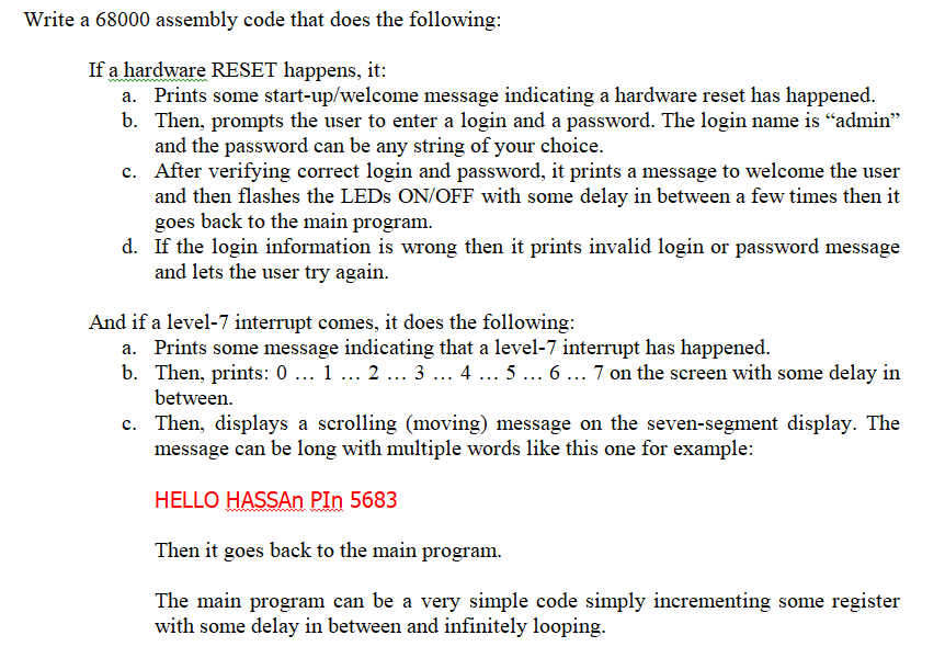 ite a 68000 assembly code that does the following: If | Chegg.com
