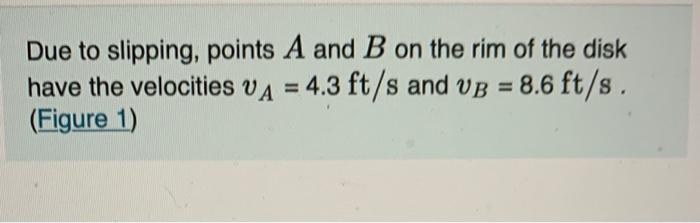 Solved Due to slipping, points A and B on the rim of the | Chegg.com