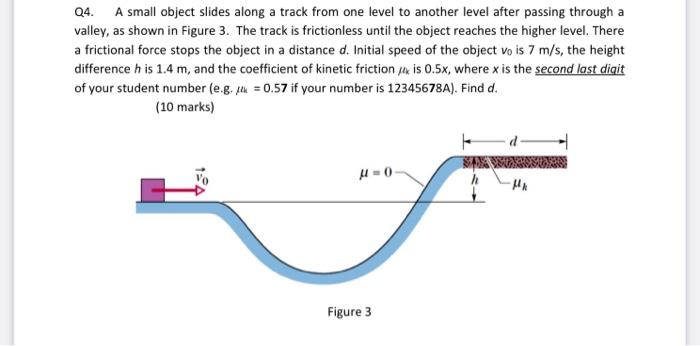 Solved Q4. A small object slides along a track from one | Chegg.com