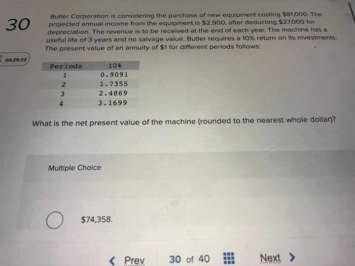 Solved Butler Corporation is considering the purchase of new | Chegg.com