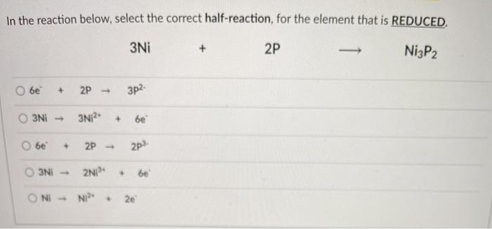 Solved In the reaction below, select the correct | Chegg.com