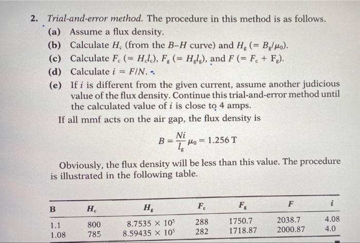 Solved 2. Trial-and-error method. The procedure in this | Chegg.com