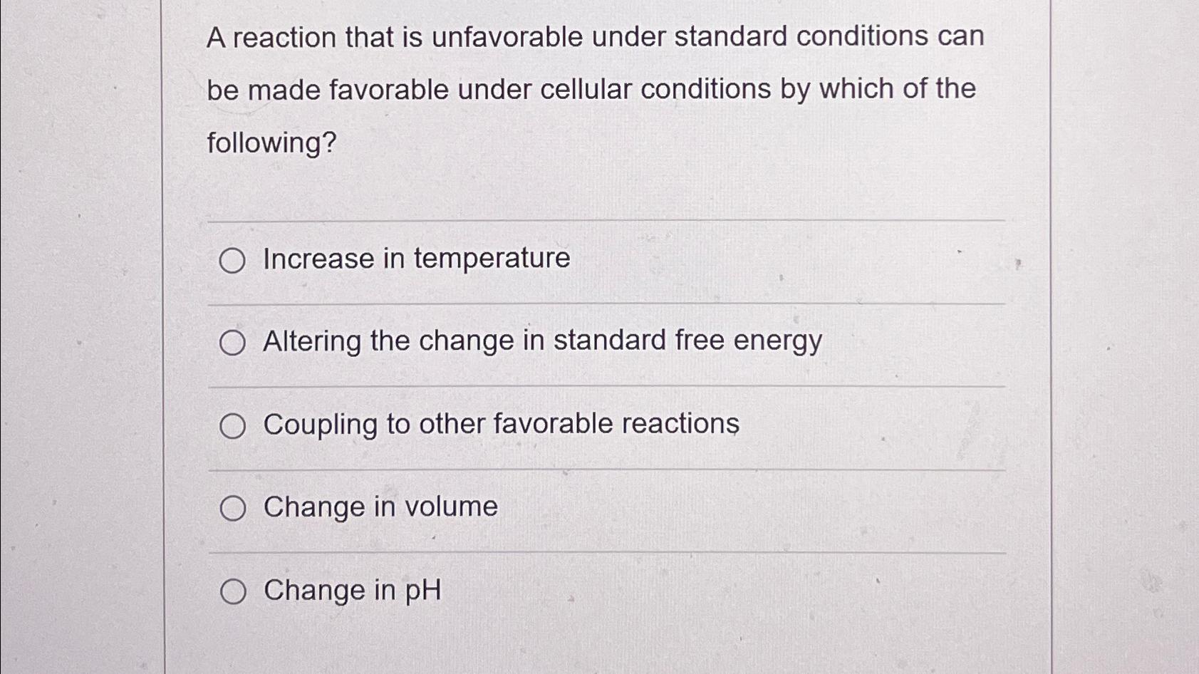 Solved A reaction that is unfavorable under standard | Chegg.com