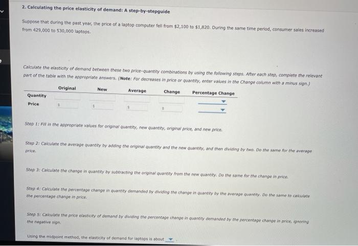 Solved 2. Calculating the price elasticity of demand: A | Chegg.com