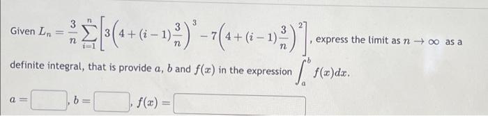 Solved Express the limit limn→∞∑i=1n(6(xi∗)5−3(xi∗)4)Δxi | Chegg.com