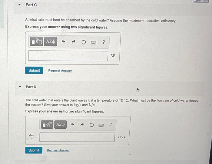 Solved Constants An experimental power plant at the Natural | Chegg.com