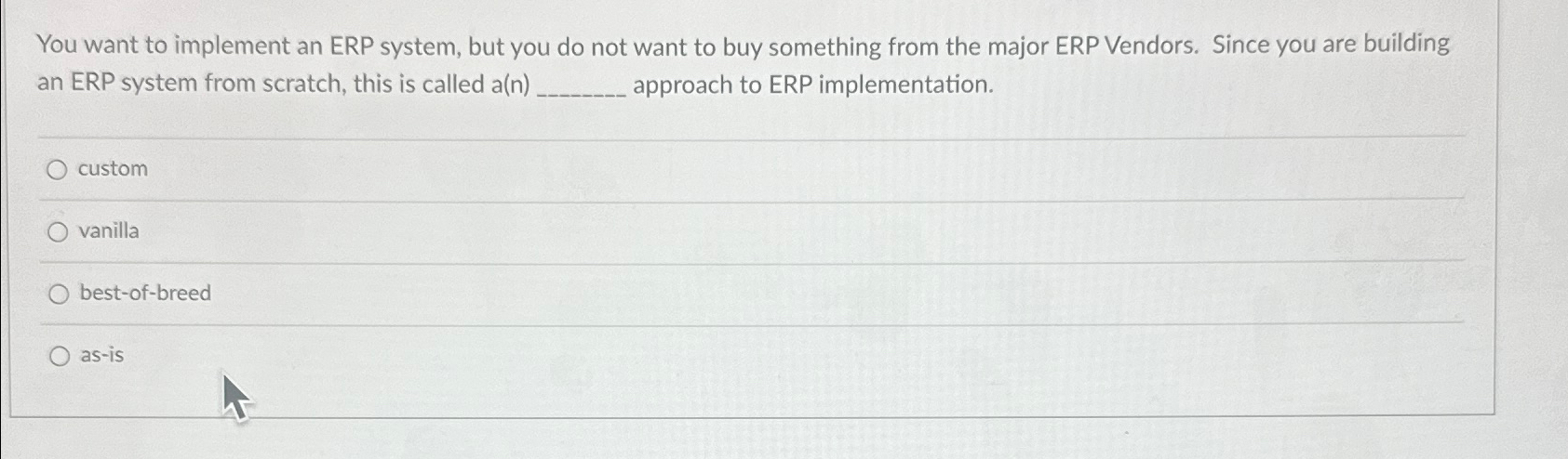 Solved You want to implement an ERP system, but you do not | Chegg.com
