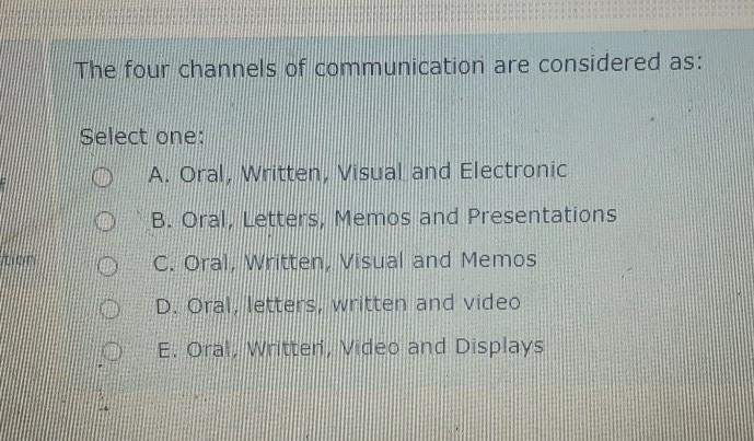 Solved The four channels of communication are considered as: | Chegg.com