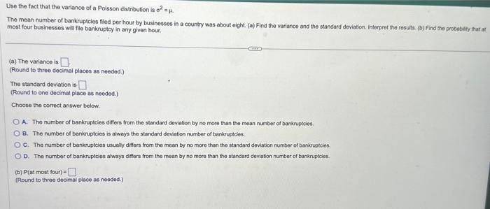 Solved Use the fact that the variance of a Poisson | Chegg.com