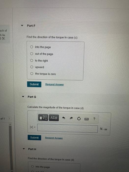 Solved Part Calculate the torque magnitude and direction | Chegg.com