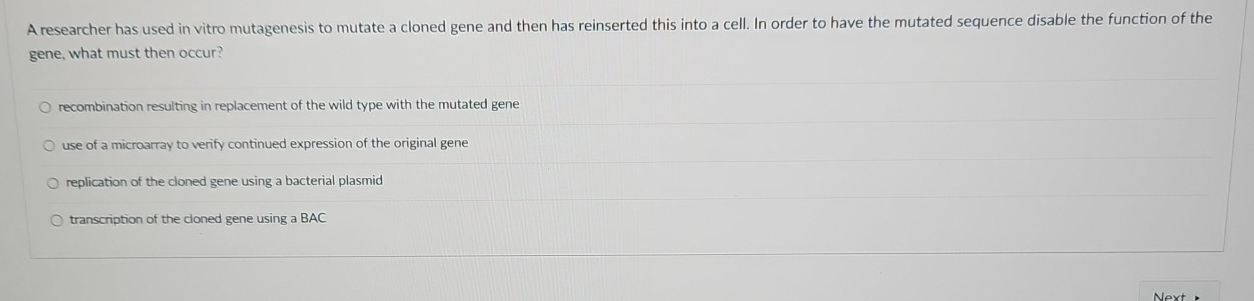 Solved A researcher has used in vitro mutagenesis to mutate | Chegg.com