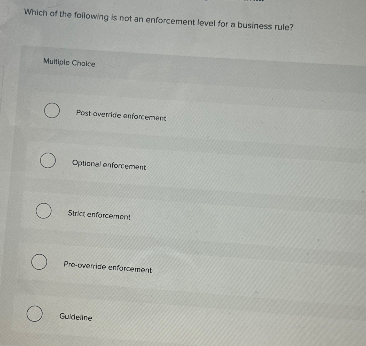 Solved Which of the following is not an enforcement level | Chegg.com