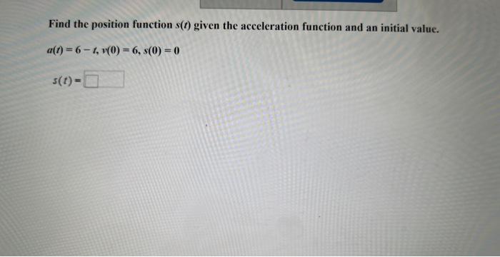 Solved Find the position function s(t) given the | Chegg.com