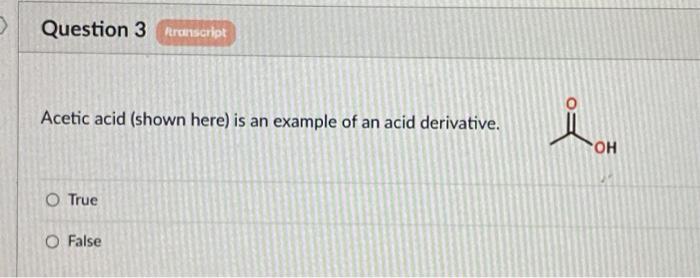 Solved Acetic acid (shown here) is an example of an acid | Chegg.com