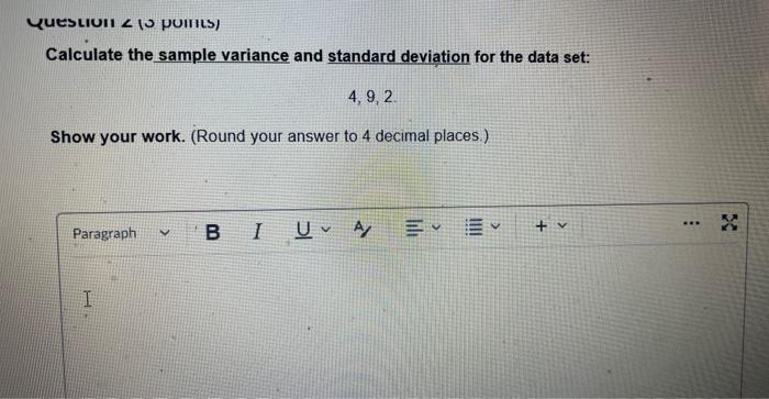 Solved Calculate the sample variance and standard deviation | Chegg.com