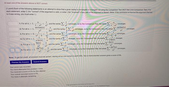 Solved (1 point) Each of the following statements is an | Chegg.com