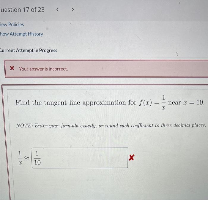 Solved Current Attempt in Progress Your answer is incorrect. | Chegg.com