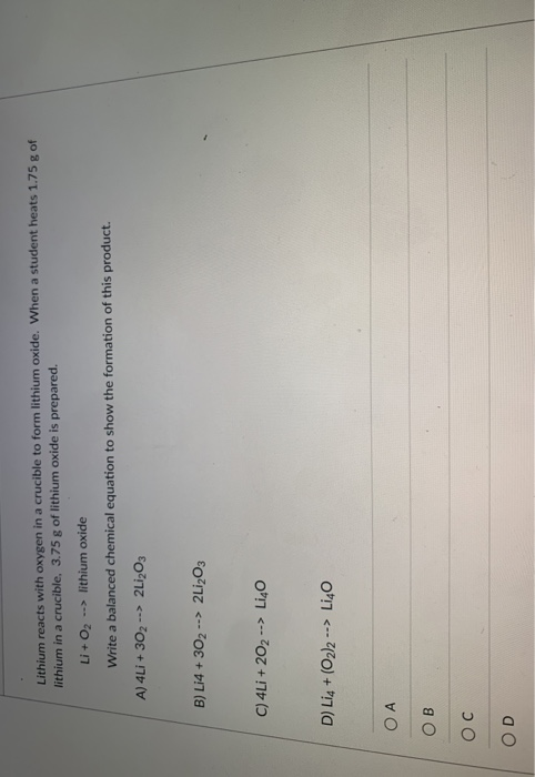 Solved Lithium reacts with oxygen in a crucible to form | Chegg.com