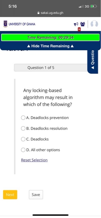 Solved 5:16 . 3G sakai.ug.edu.gh UNIVERSITY OF GHANA Time | Chegg.com