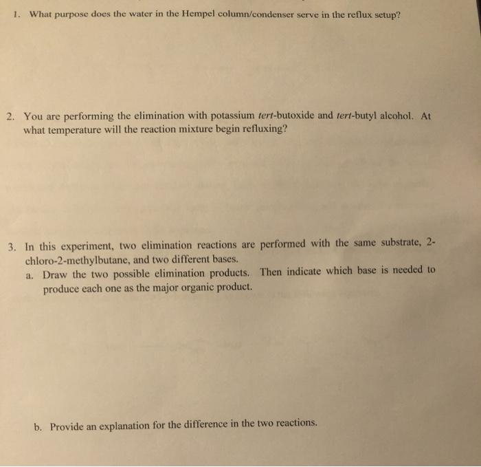 Solved 1. What purpose does the water in the Hempel | Chegg.com
