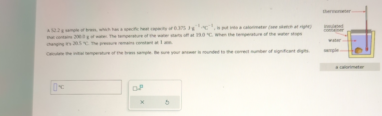 Solved A 52.2g ﻿sample of brass, which has a specific heat | Chegg.com