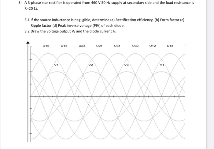 3- A 3-phase star rectifier is operated from 460 V 50 | Chegg.com