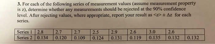 Solved 3. For each of the following series of measurement | Chegg.com
