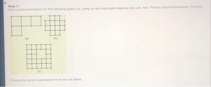 Solved 9. Step 1: Find a good eulerization for the following | Chegg.com