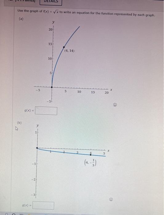 Solved Use the graph of f(x)=x to write an equation for the | Chegg.com