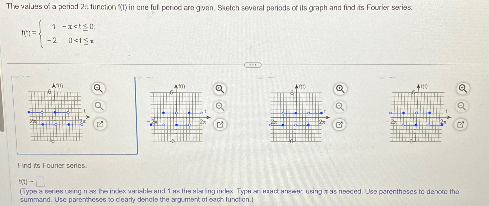 Solved The values of a period 2π ﻿function f(t) ﻿in one full | Chegg.com