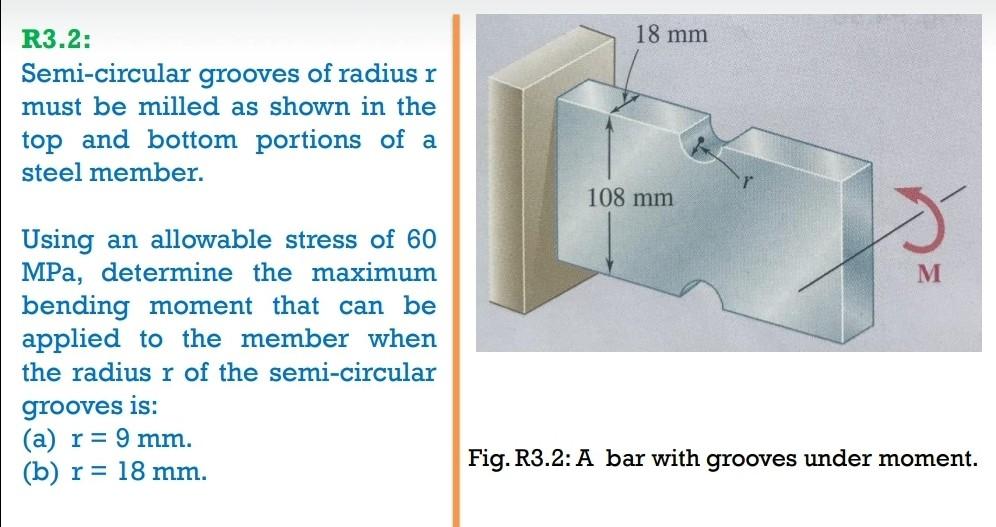 Solved R3.2: Semi-circular grooves of radius r must be | Chegg.com