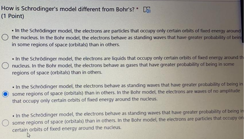Solved How is Schrodinger's model different from Bohr's? * | Chegg.com