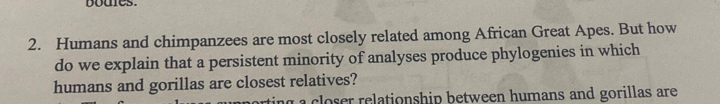 Solved Humans and chimpanzees are most closely related among | Chegg.com