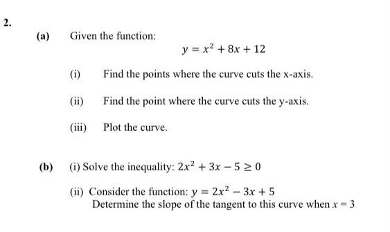 Solved y=x2+8x+12 (i) Find the points where the curve cuts | Chegg.com