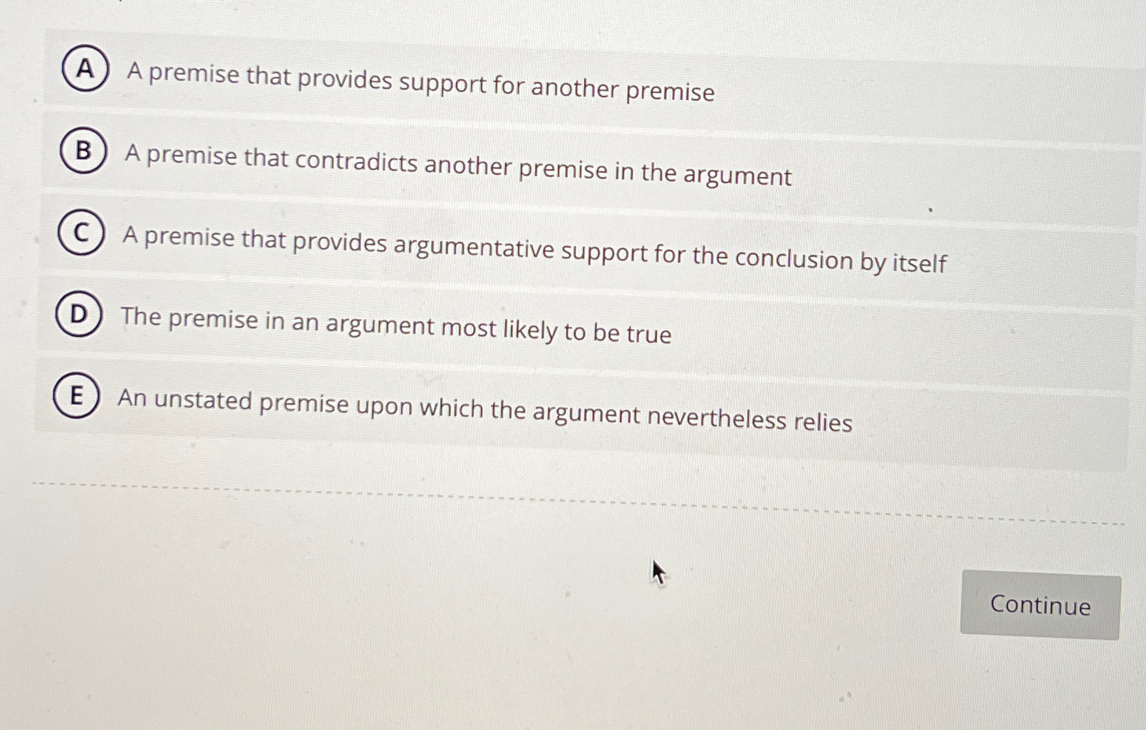 Solved A premise that provides support for another premiseA | Chegg.com