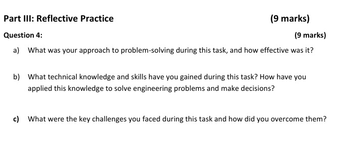 Solved Part III: Reflective Practice( 9 ﻿marks)Question | Chegg.com