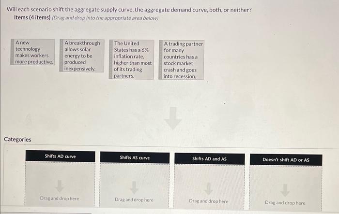 Solved Will each scenario shift the aggregate supply curve, | Chegg.com